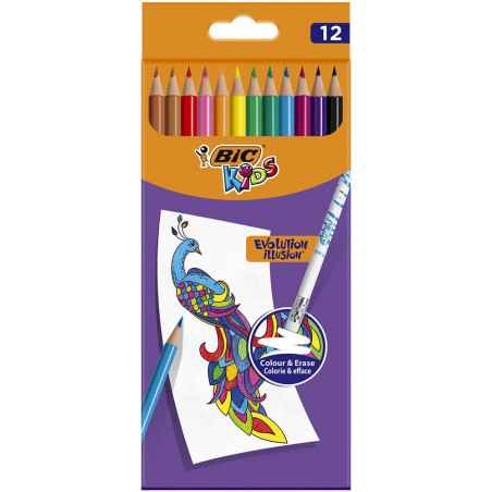 12 CRAYONS COULEUR ERASABLE BIC KIDS EVOLUTION