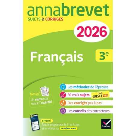 ANNALES DU BREVET 2026 - ANNABREVET FRANÇAIS 3E - NOUVEAU BREVET
