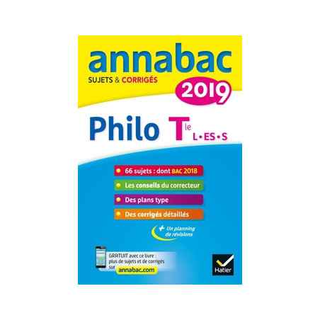 Annales Annabac 2019 Philosophie Tle L, ES, S Nouveau